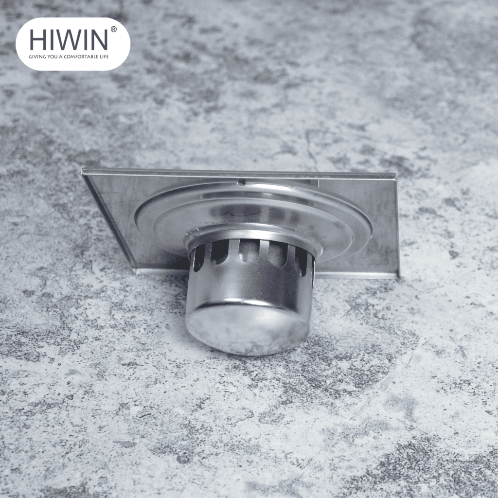 Ga thoát sàn Hiwin FD-1200 mặt 120x120 phi 60 inox 304