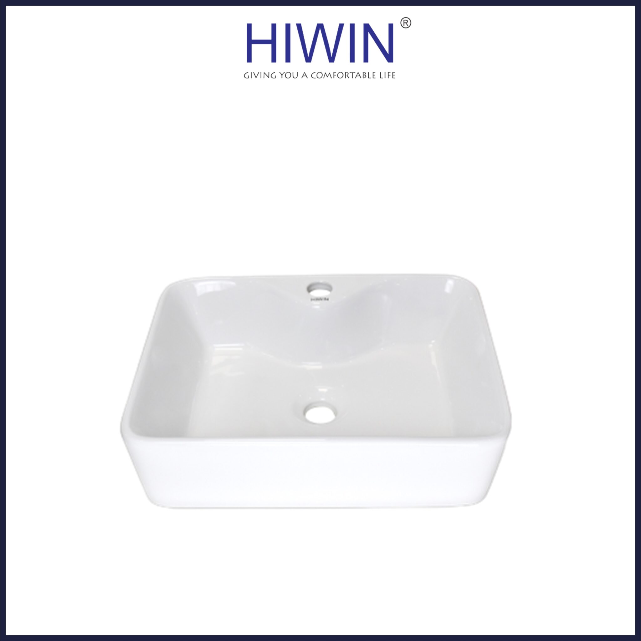 Chậu rửa mặt lavabo sứ vuông cao cấp HIWIN LP-8072A